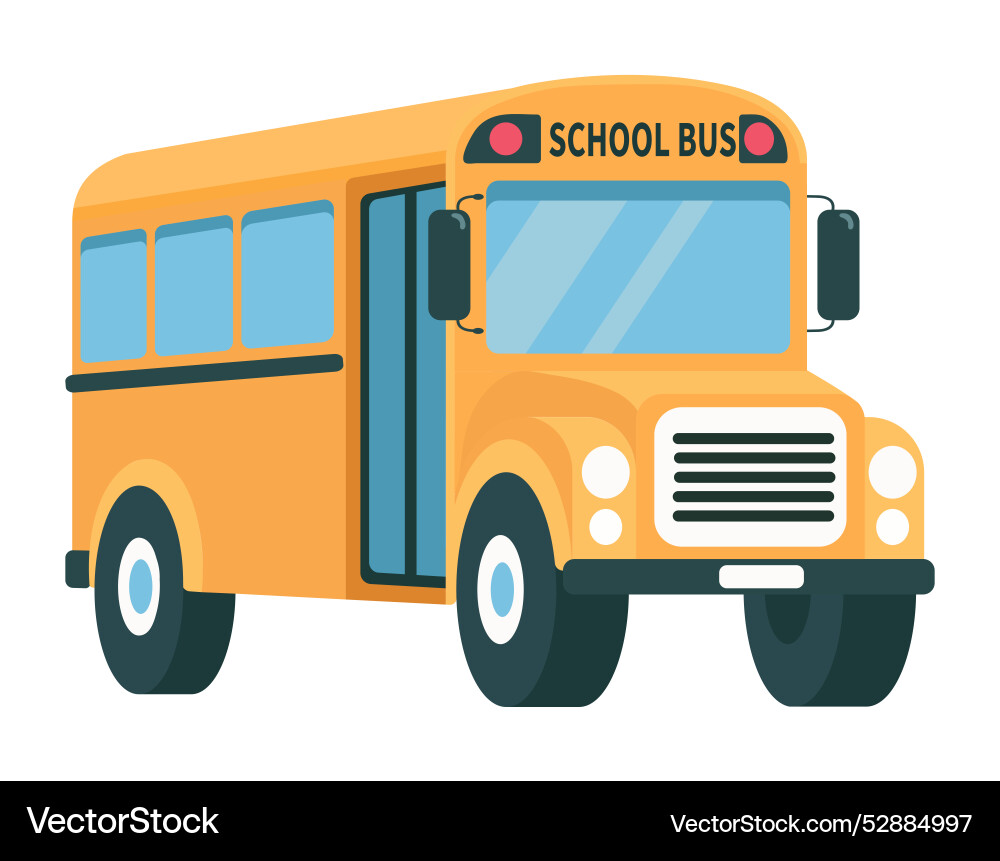 Flat of yellow school bus Royalty Free Vector Image
