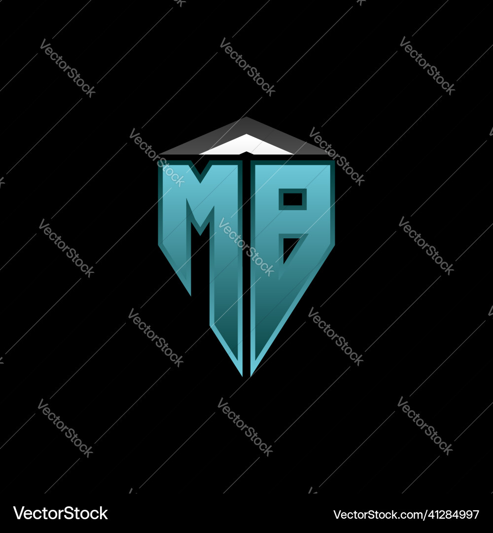 Mb logo shield blue light style design Royalty Free Vector