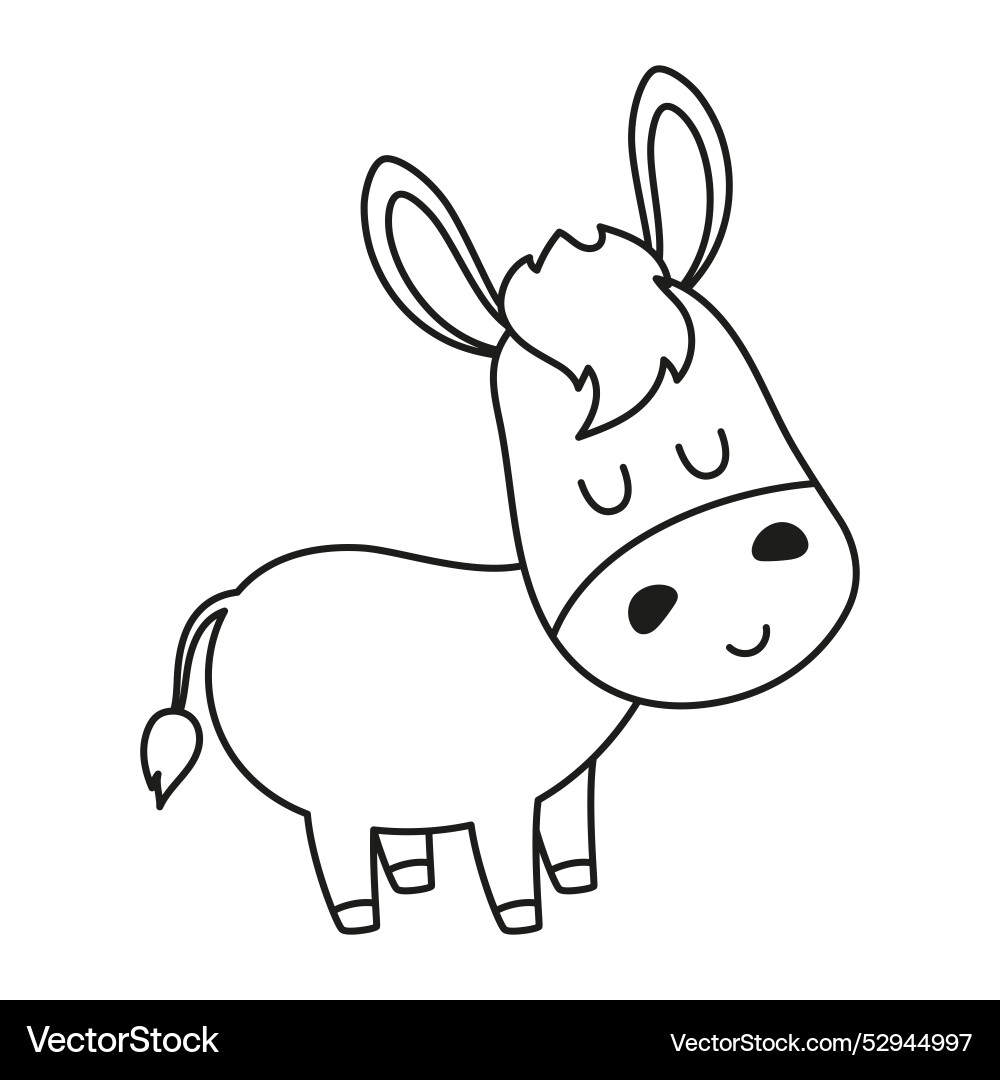 Outline cartoon donkey isolated Royalty Free Vector Image