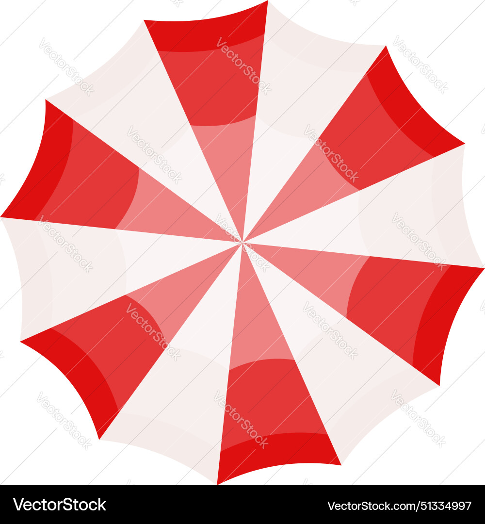 Red and white striped umbrella top view Royalty Free Vector