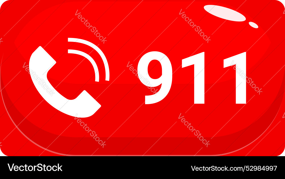 Red emergency button showing 911 calling for help Vector Image