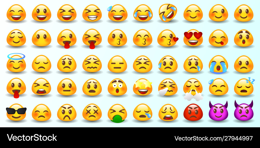 Set emoticons emoji Royalty Free Vector Image - VectorStock
