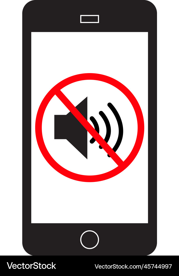 Silent Phone Icon - Mute Symbol Royalty Free Vector Image