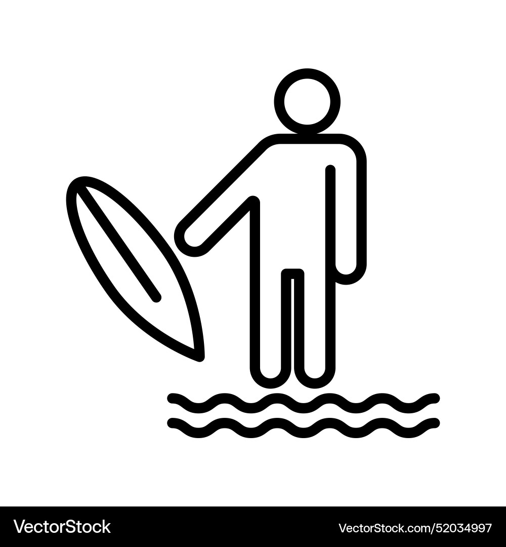 Surfing linear logo mark in black and white Vector Image