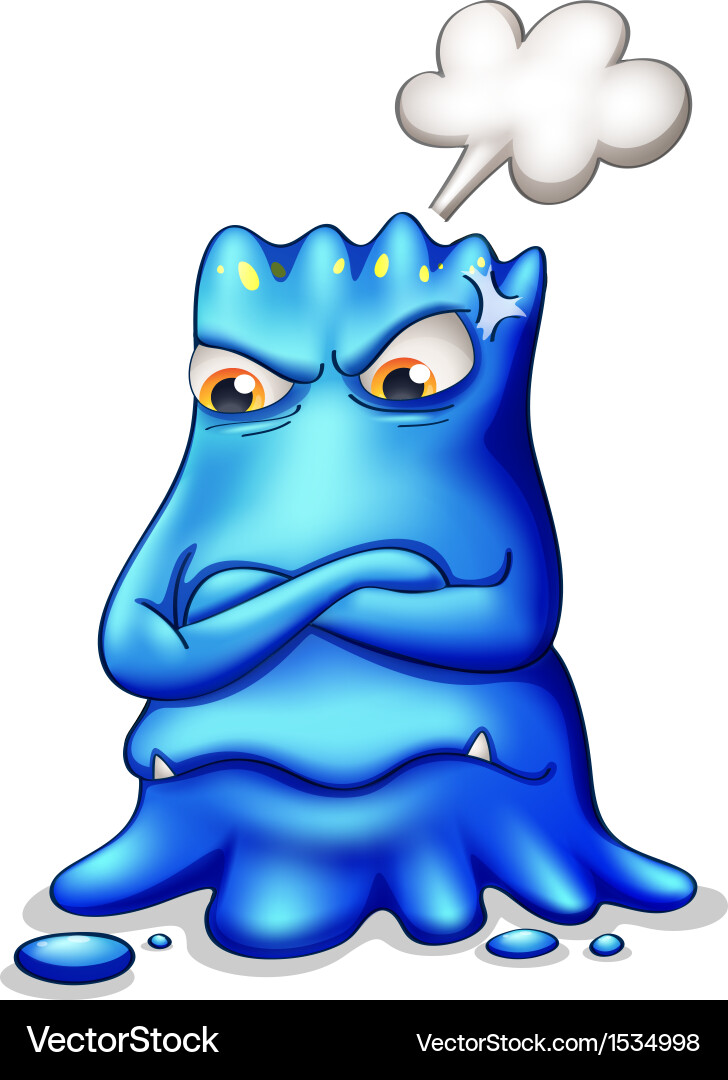 A frustrated blue monster with an empty callout Vector Image