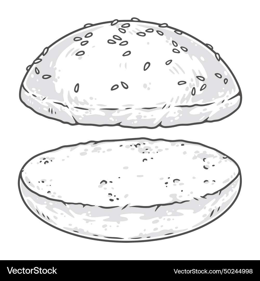 Burger bread monochrome label detailed Royalty Free Vector