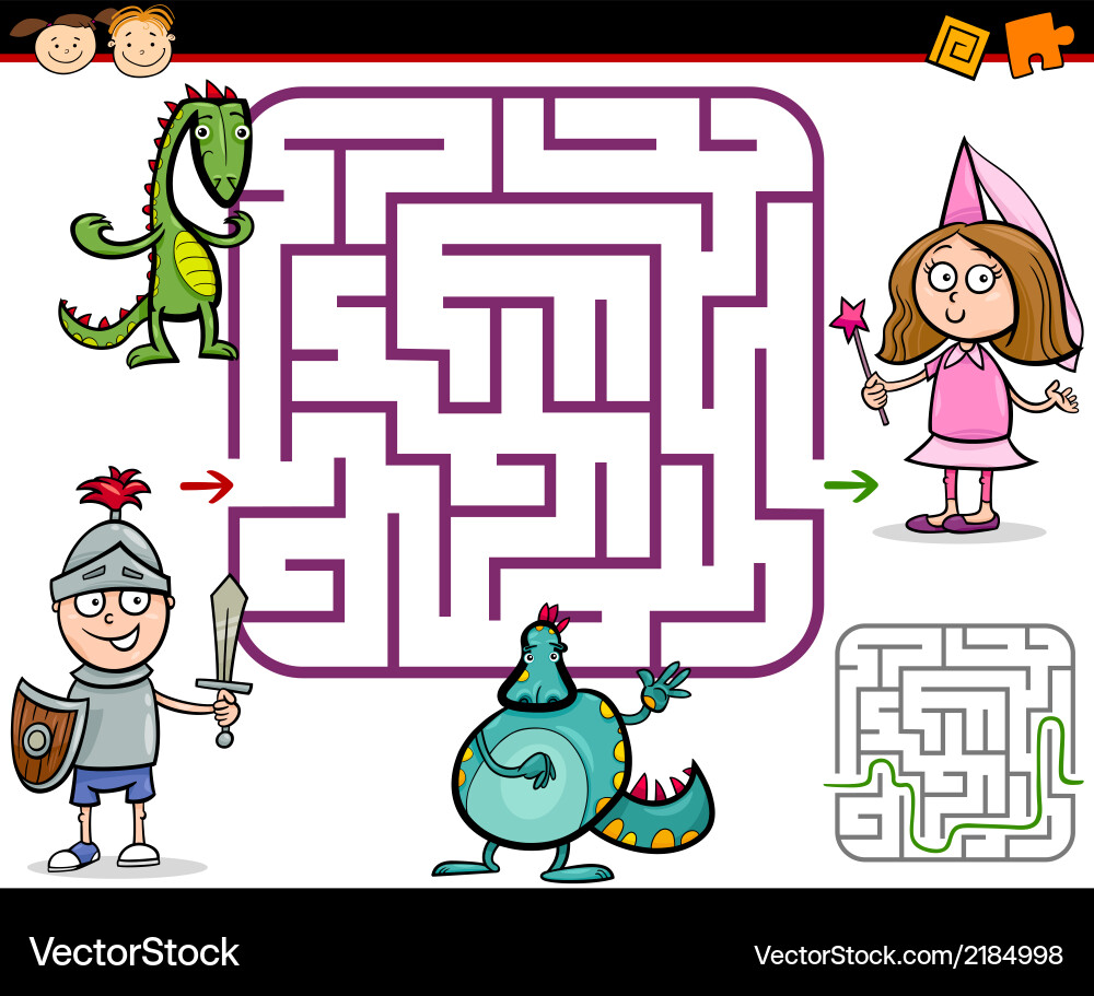 Cartoon maze or labyrinth game Royalty Free Vector Image
