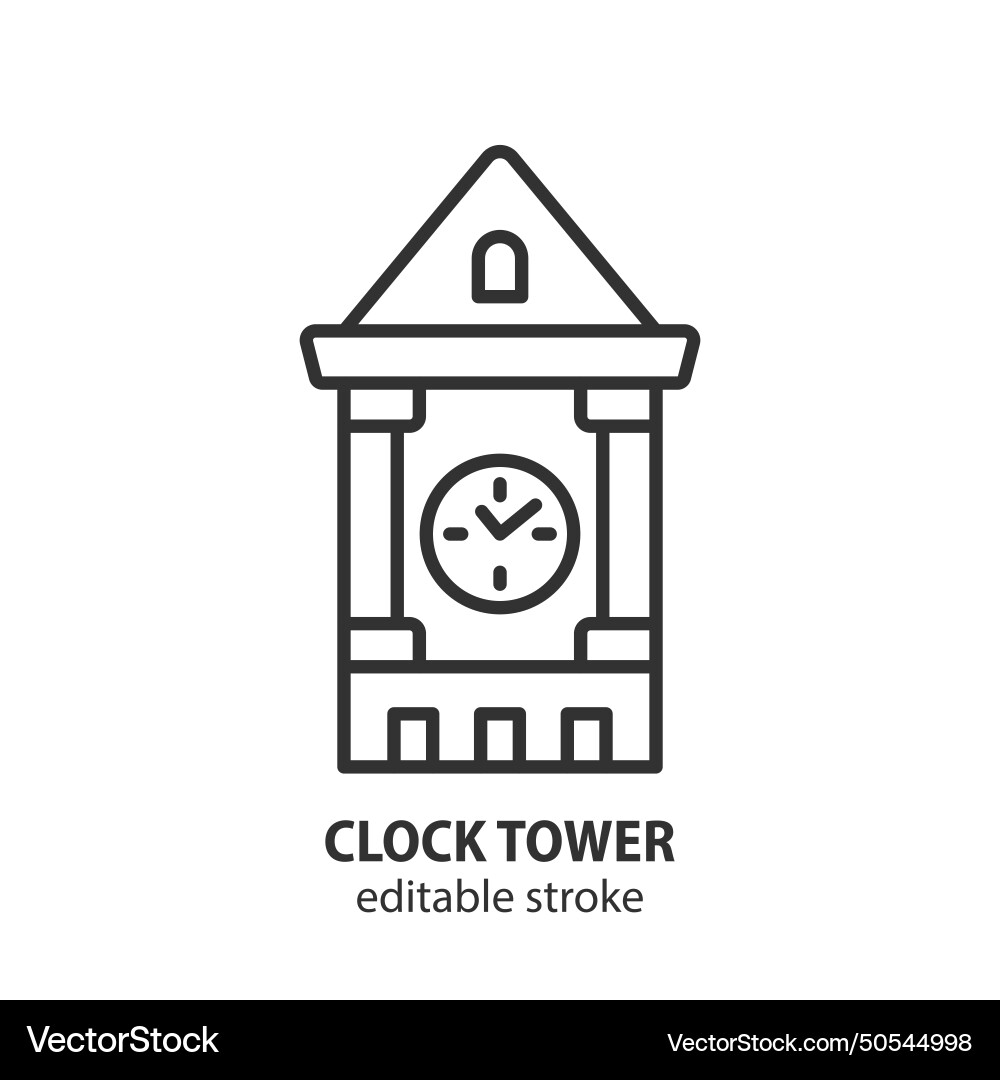 Clock tower line icon editable stroke Royalty Free Vector