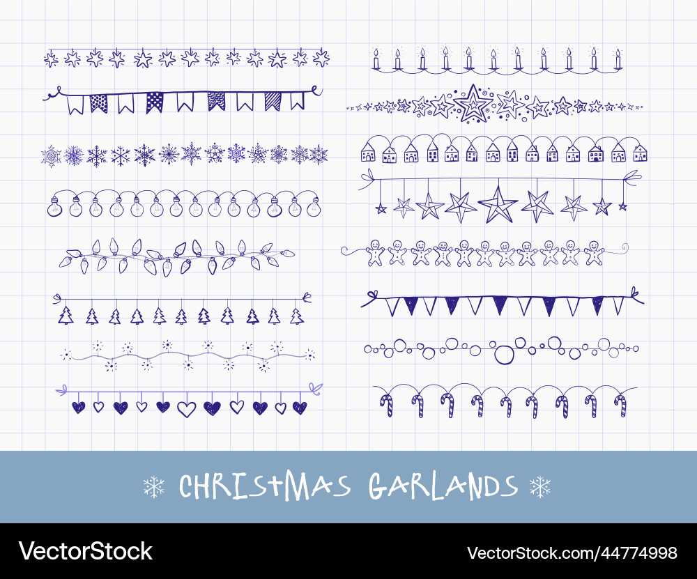Collection of doodle christmas doodles Royalty Free Vector