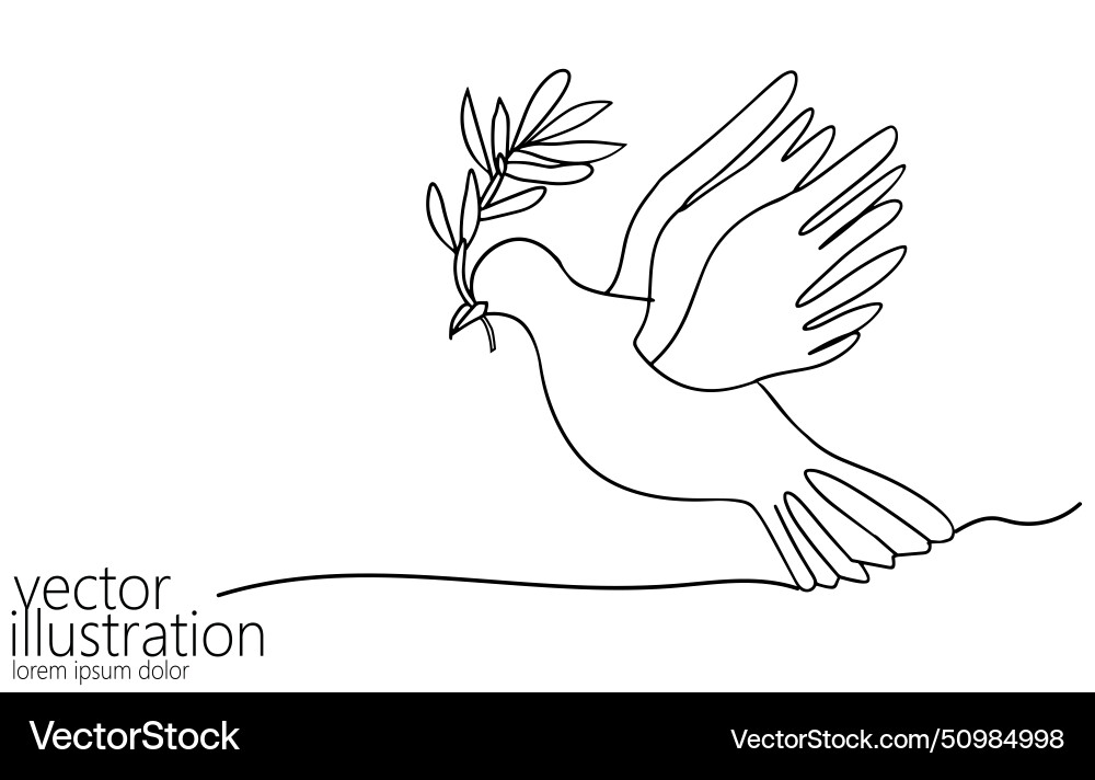 Continuous line art dove of peace world day Vector Image