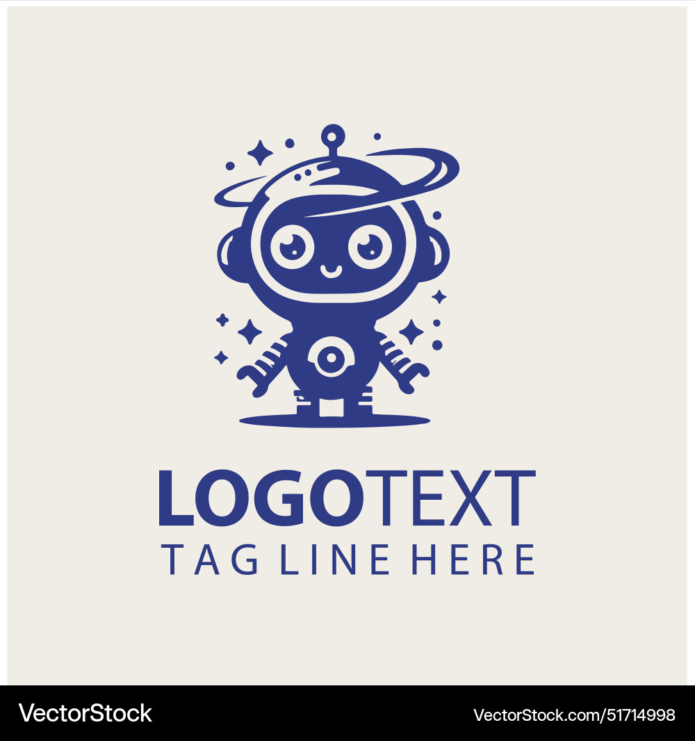 Cute robot logo Royalty Free Vector Image - VectorStock