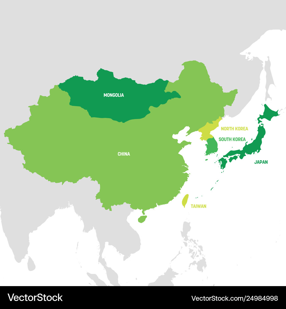 East Asia Country Map Royalty Free Vector Image