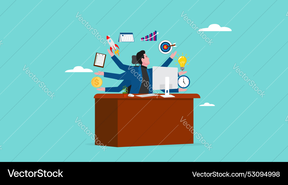 Professional businessman manage multiple project Vector Image