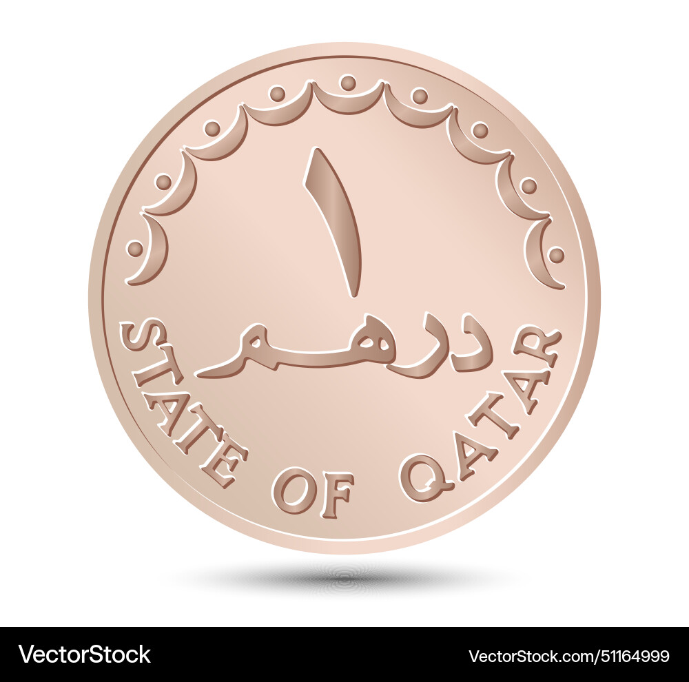 1 dirhams coin of qatar Royalty Free Vector Image