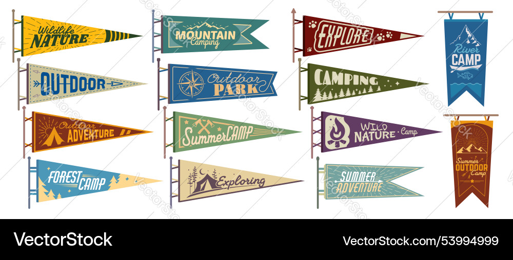 Adventure Camping Flags Royalty Free Vector Image