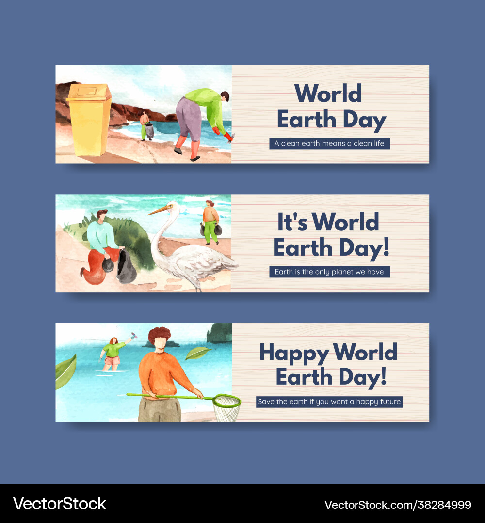 Banner template with earth day concept design Vector Image