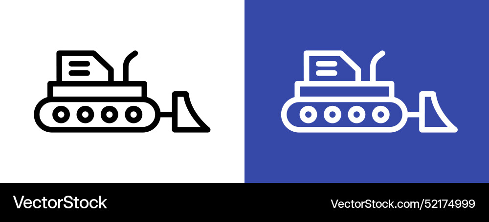 Bulldozer logo sign set outline Royalty Free Vector Image