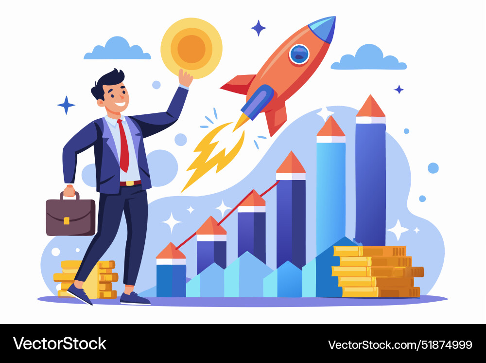 Business growth rocket entrepreneurs success Vector Image