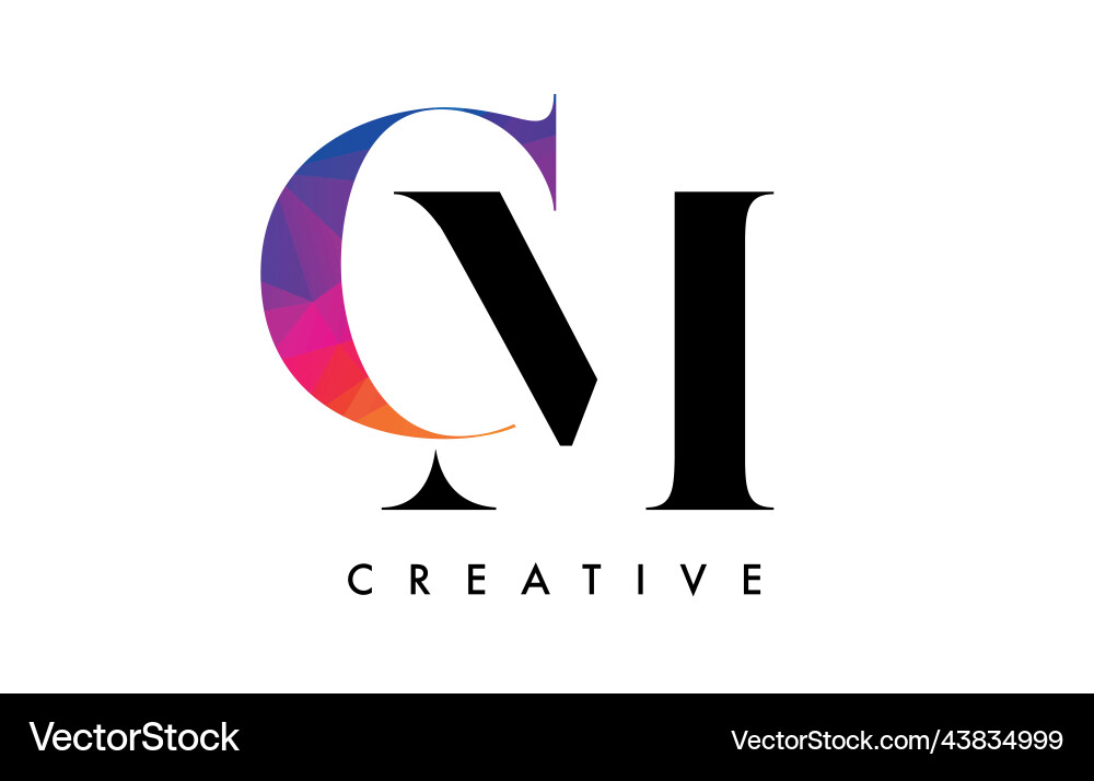 Cm letter design with creative cut and colorful Vector Image