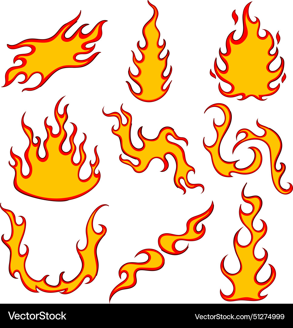 Flame decal set cartoon Royalty Free Vector Image