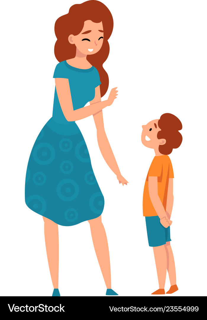 Mother talking with her son mom having a good Vector Image