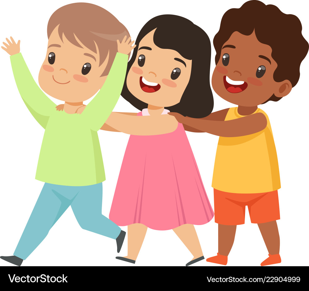 Multicultural little kids having fun together Vector Image