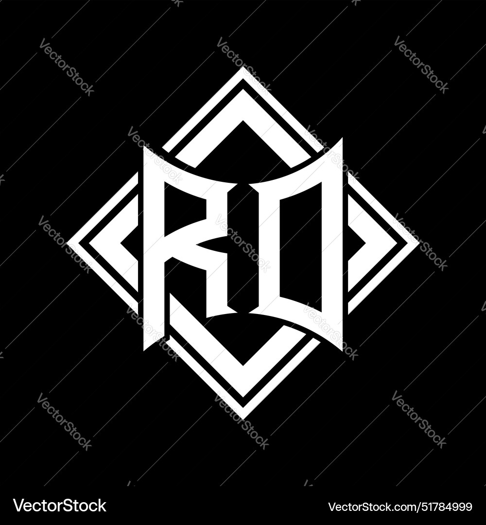 Rd letter logo abstract shield shape with square Vector Image