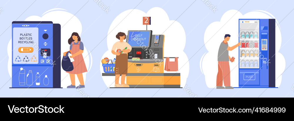 Self service composition set flat Royalty Free Vector Image