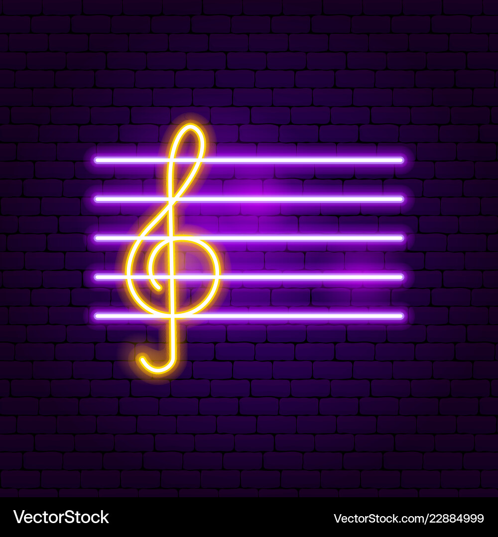 Treble clef neon sign Royalty Free Vector Image