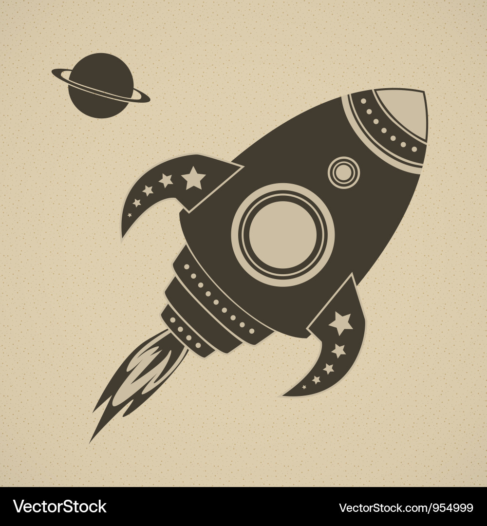 Vintage rocket in space Royalty Free Vector Image