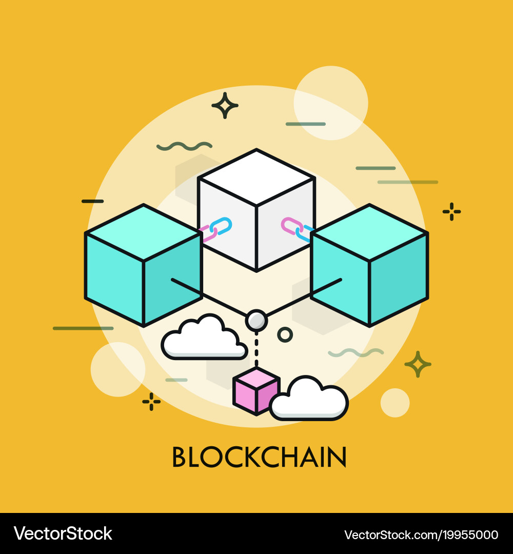 Blockchain thin line concept Royalty Free Vector Image