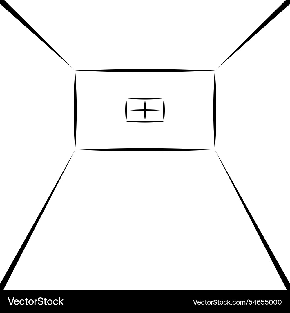 Drawing room with window in perspective 3d Vector Image