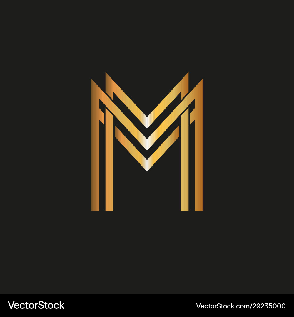 Gold m logo isolated Royalty Free Vector Image