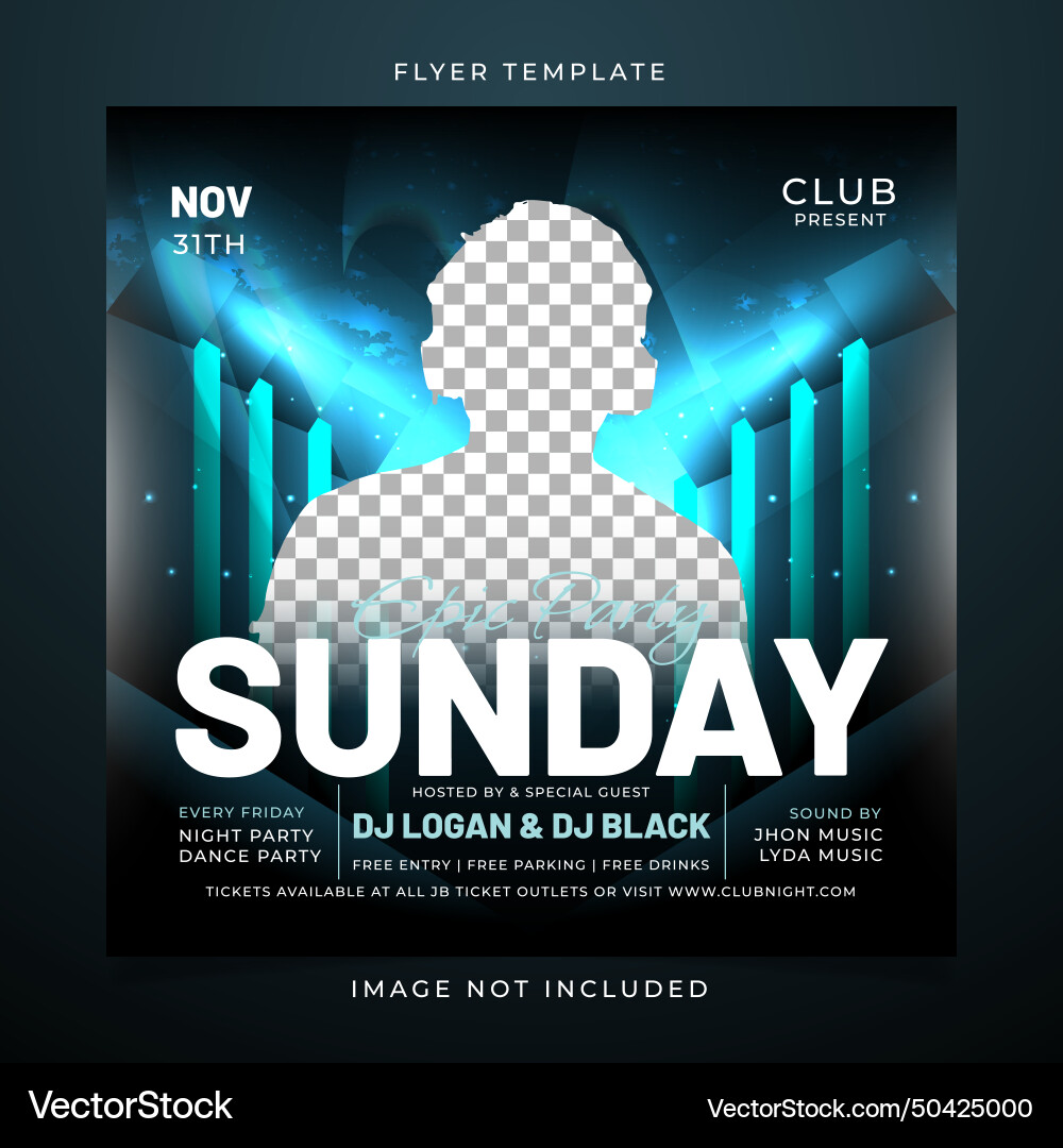 Sunday party flyer template Royalty Free Vector Image