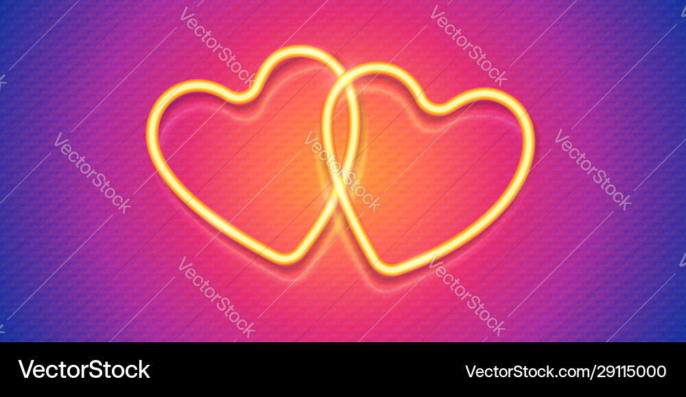 Two neon style valentines day hearts Royalty Free Vector