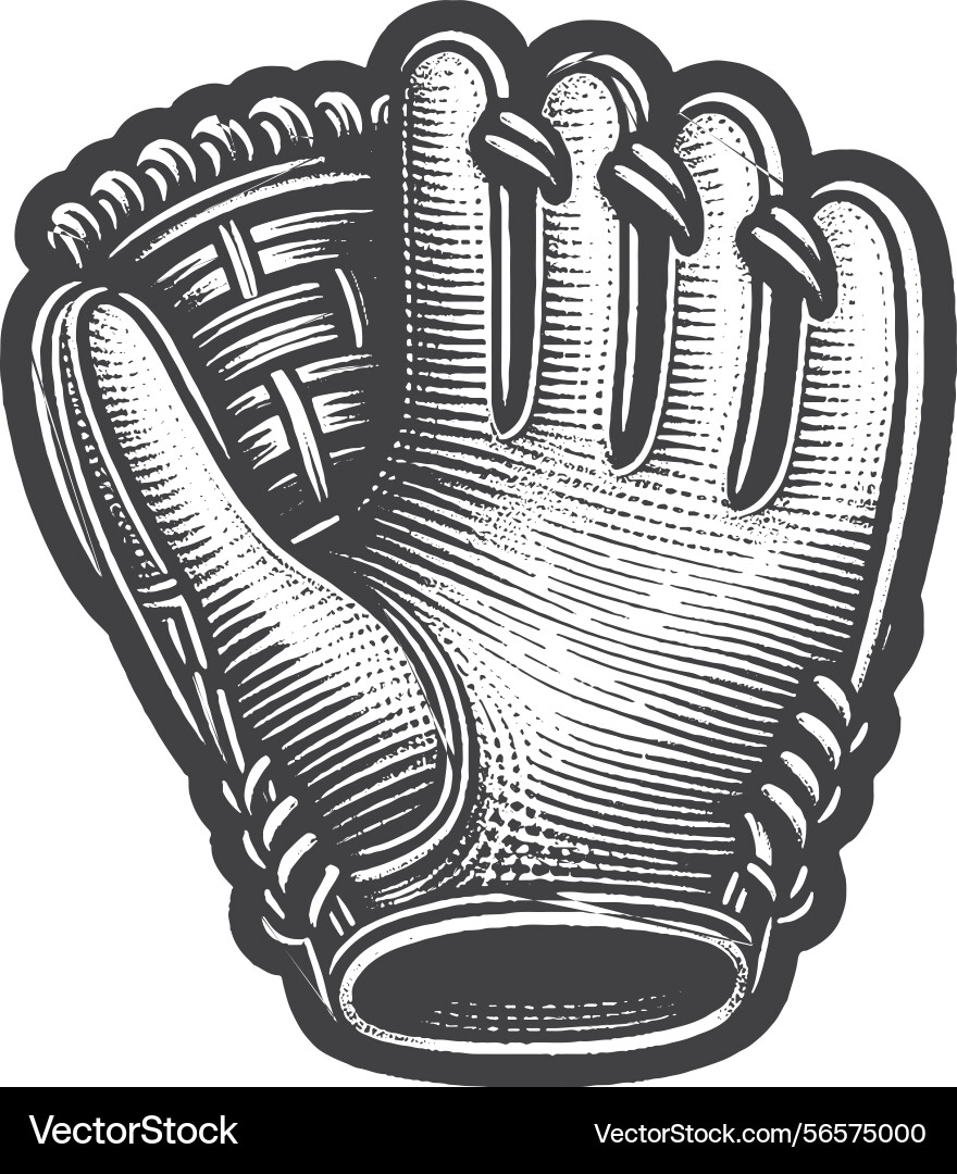 Vintage hand-drawn catchers mitt baseball Vector Image