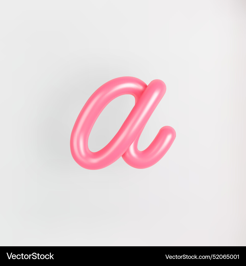 3d pink script lowercase letter a on light Vector Image
