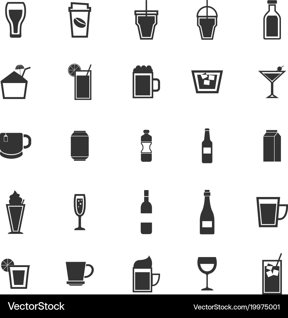 Beverage icons on white background Royalty Free Vector Image