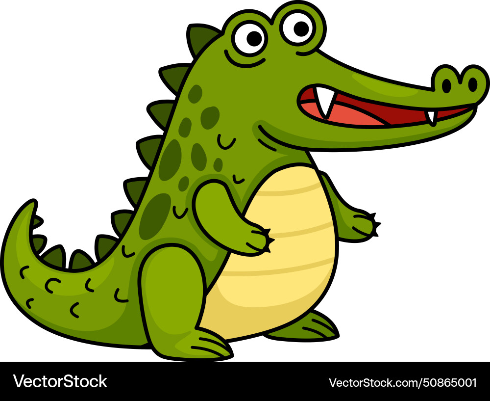 Colorful alligator outline white on background Vector Image