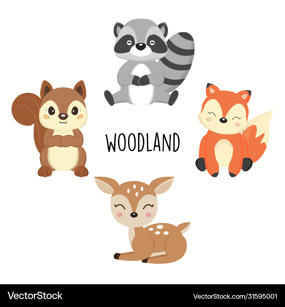 Cute woodland animals Royalty Free Vector Image