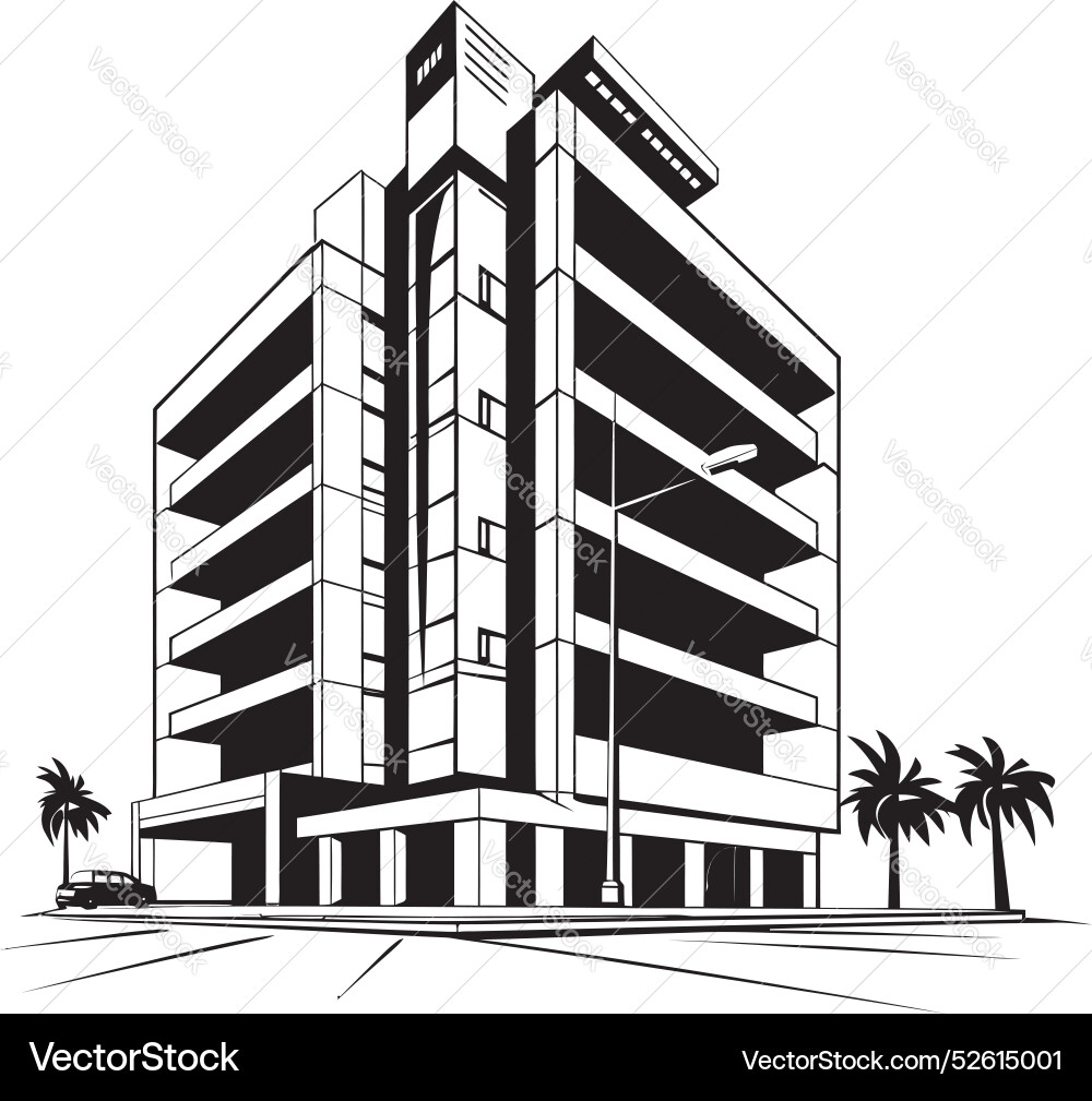Ebony skyscraper design black multifloor Vector Image