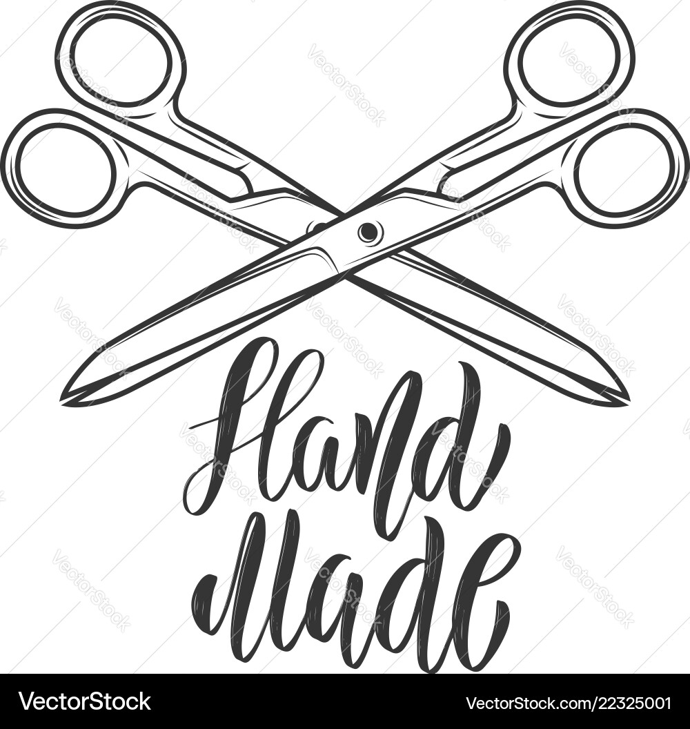 Handmade lettering phrase with crossed scissors Vector Image