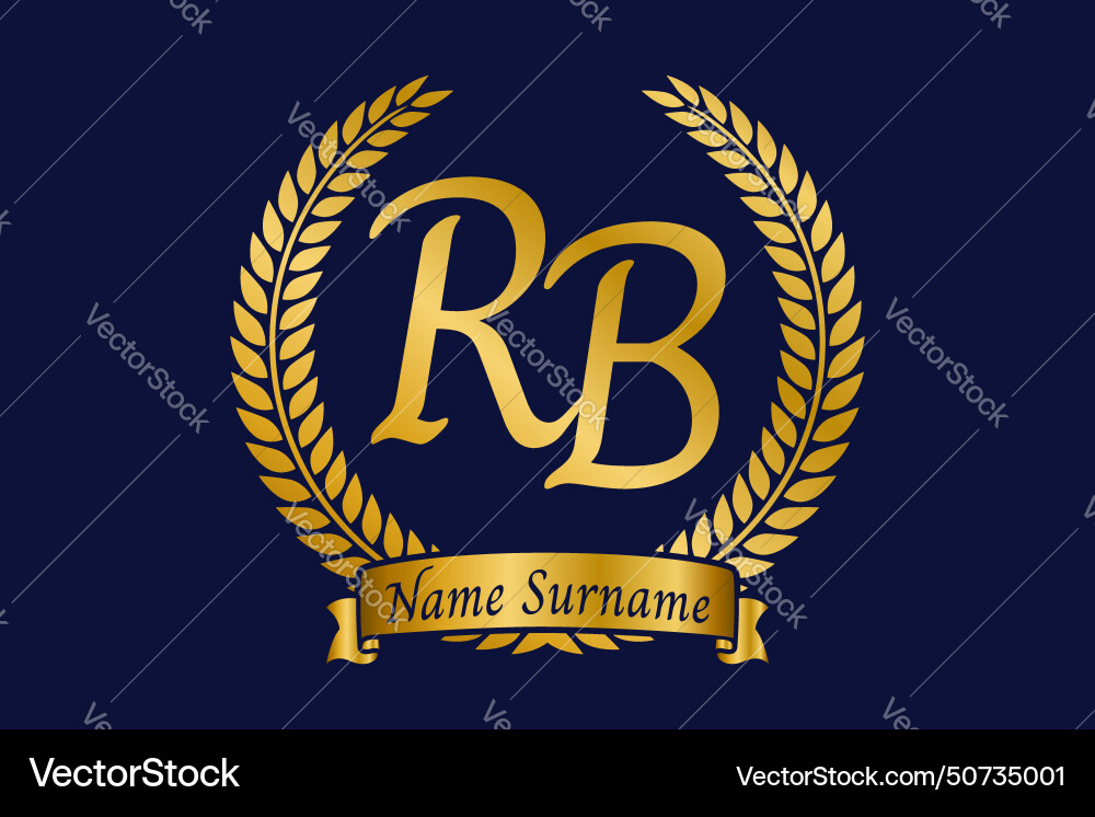 Initial letter r and b rb monogram logo design Vector Image