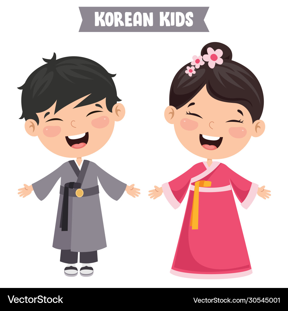 Korean children Royalty Free Vector Image - VectorStock