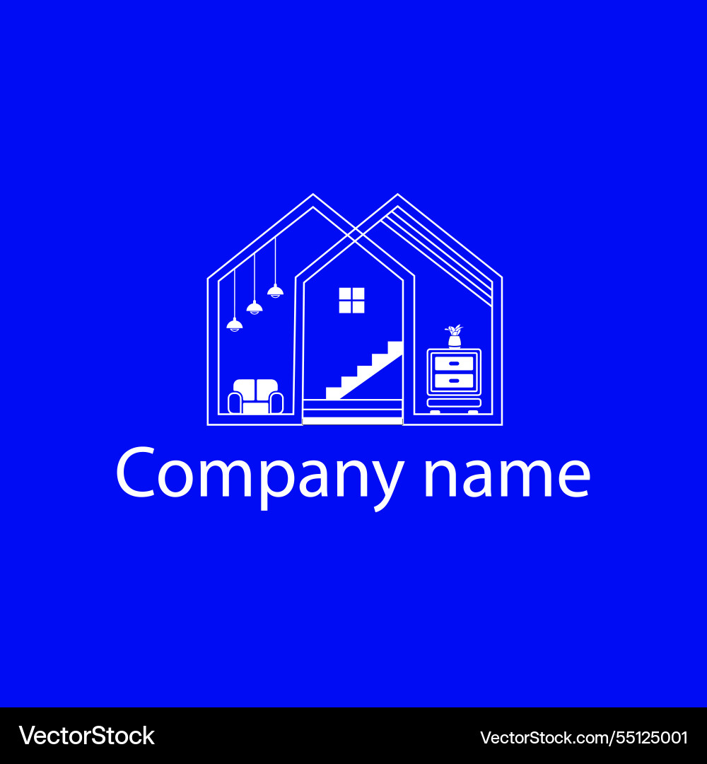 Minimalist abstract home interior logo design Vector Image