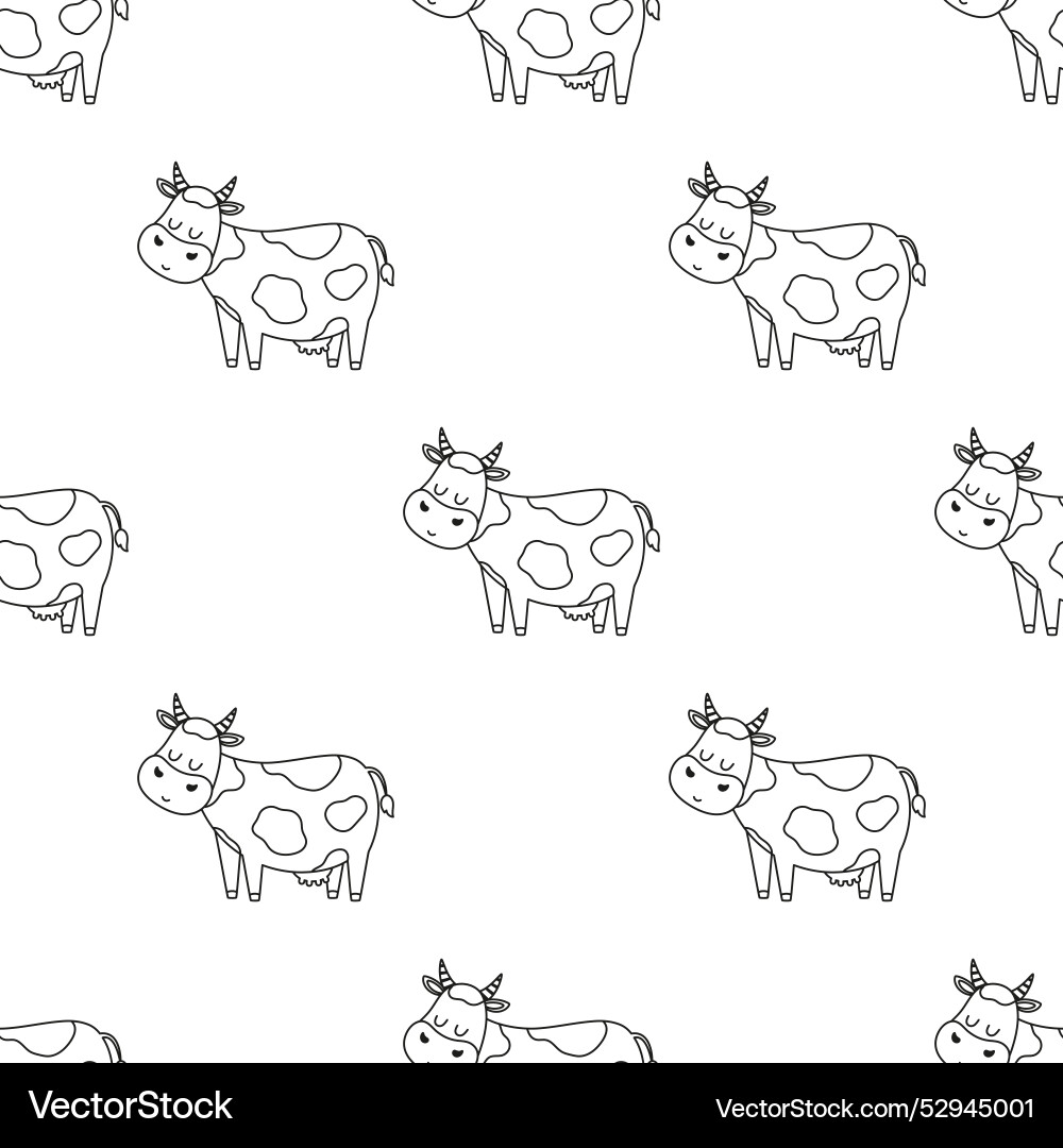Outline cow seamless pattern Royalty Free Vector Image