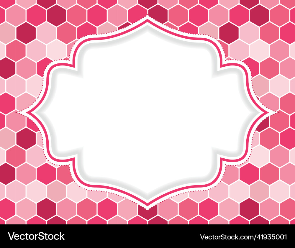 Pink Honeycomb Frame Card Royalty Free Vector Image