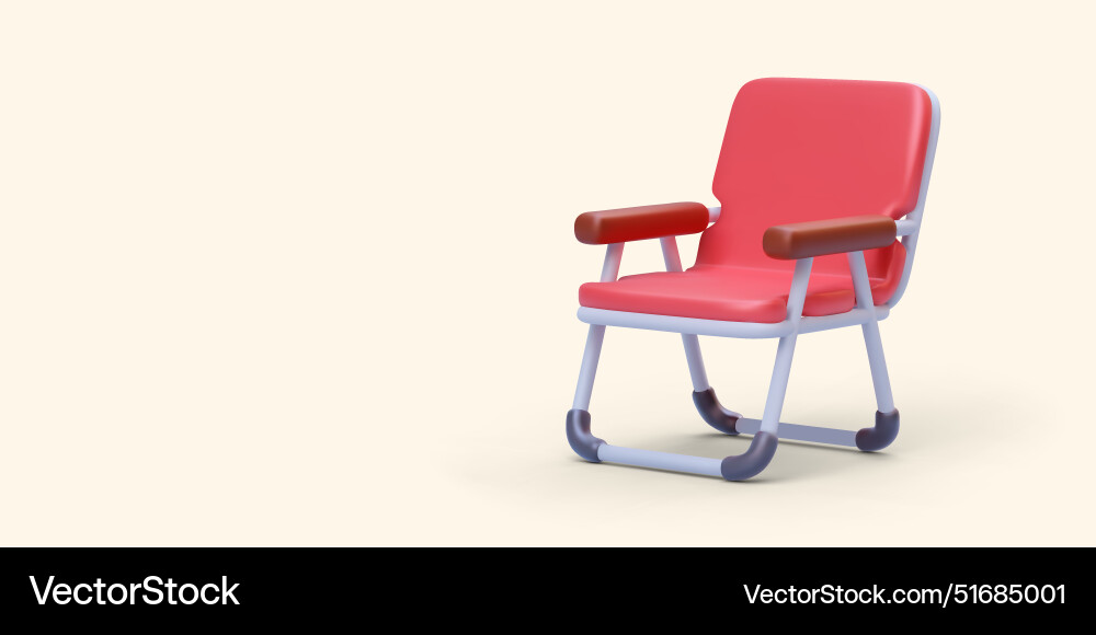 Red realistic chair isolated on light background Vector Image
