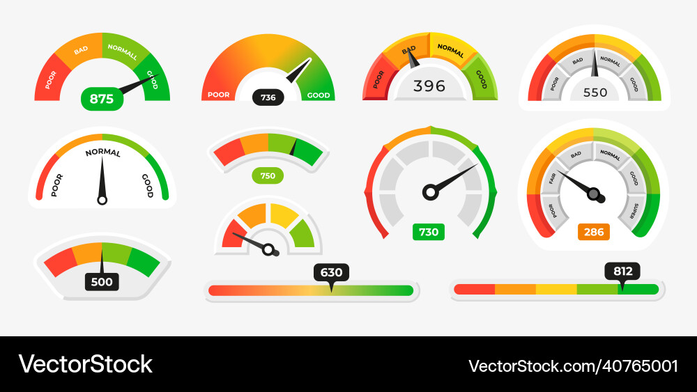 Score Meter & Gauge - Performance Indicator Vector Image