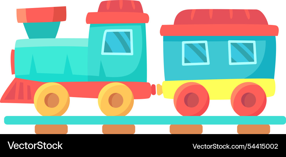 Cartoon of a toy train engine pulling passenger Vector Image